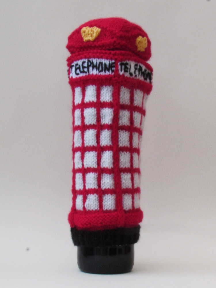 Telephone Box Wine Bottle Cover knitting pattern